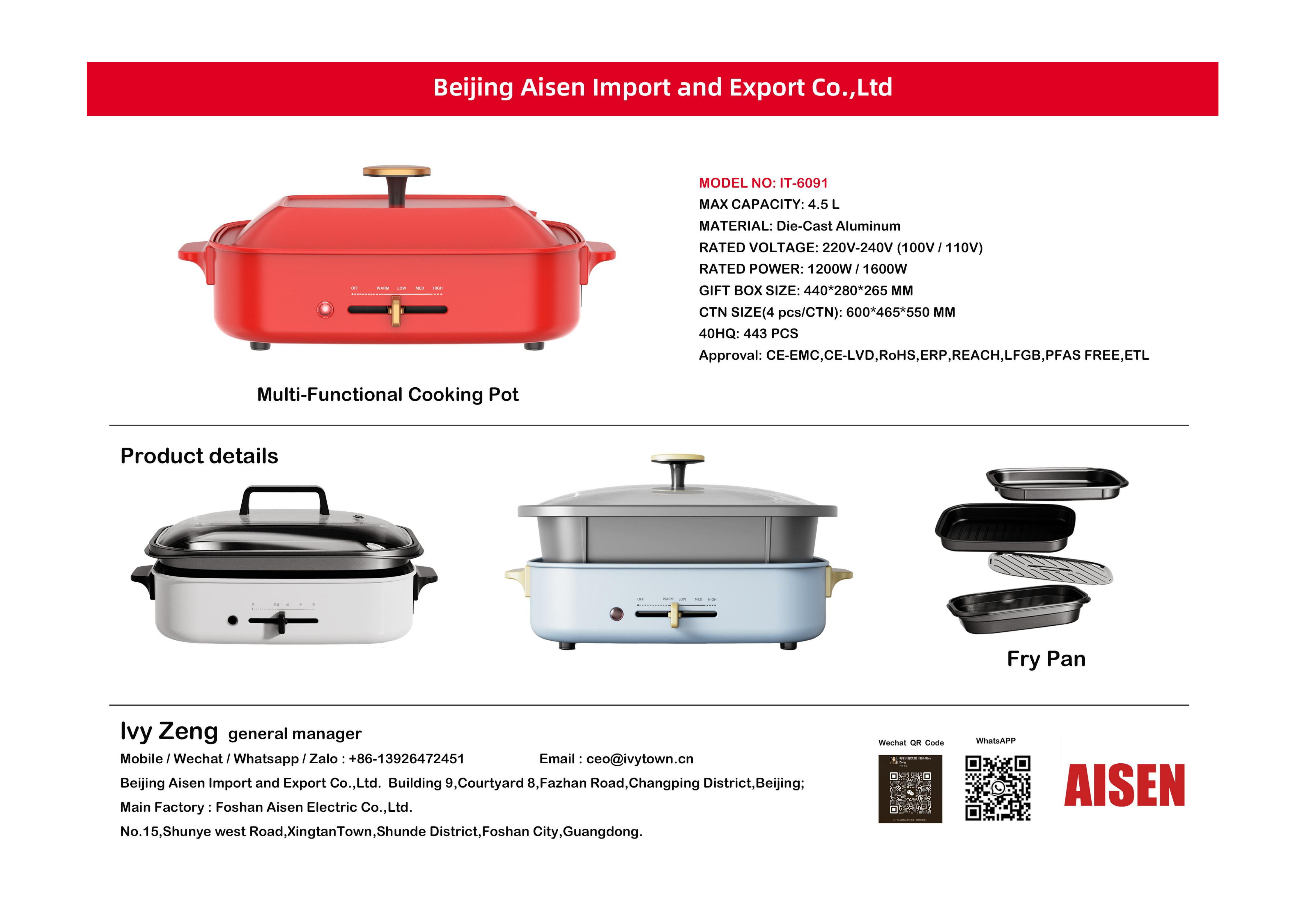 AISEN COMPANY Multi-Functional Cooking Pot IT-6091 – Aisen001